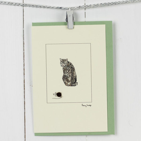 Cat greetings card - Tabby Cat And Mouse – Papersheep